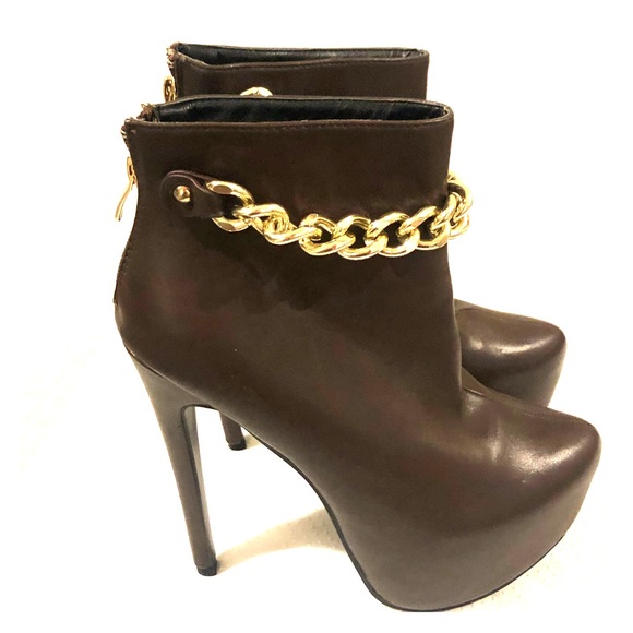 Shoes | Brand New Chocolate Heels With Adjustable Chain | Poshmark